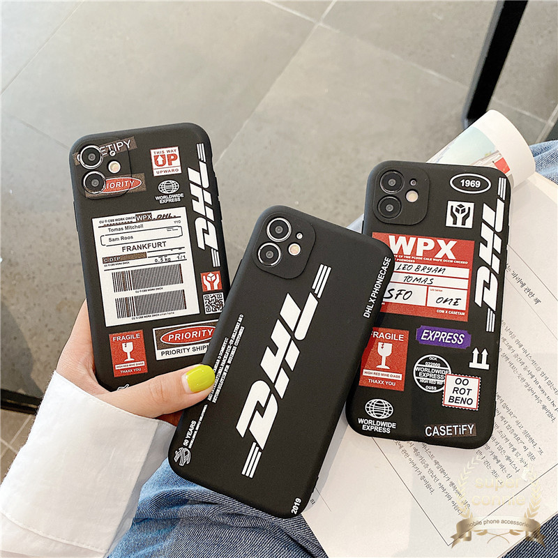 เคสนิ่ม สีดำ ลายโลโก้ DHL สำหรับ iPhone 11 11Pro Max iPhone 6 6s 7 8 ...