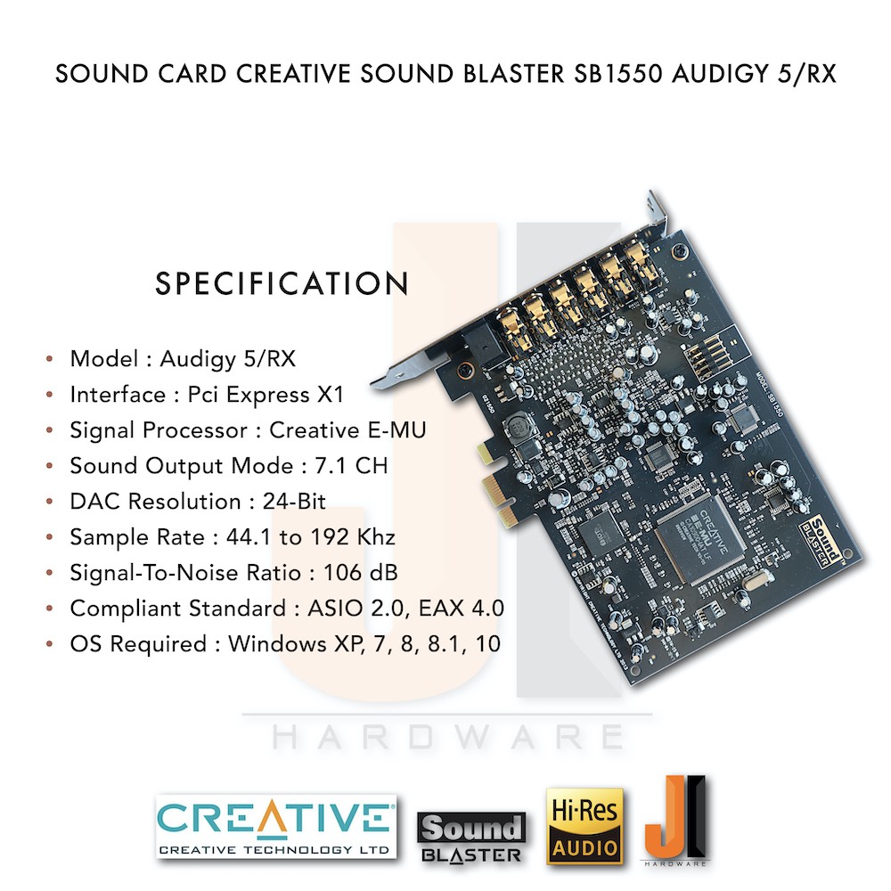 Sound Card Creative Sound Blaster Audigy 5/RX SB1550 7.1 Channel (PCI-E) มือสอง - jihardware ...