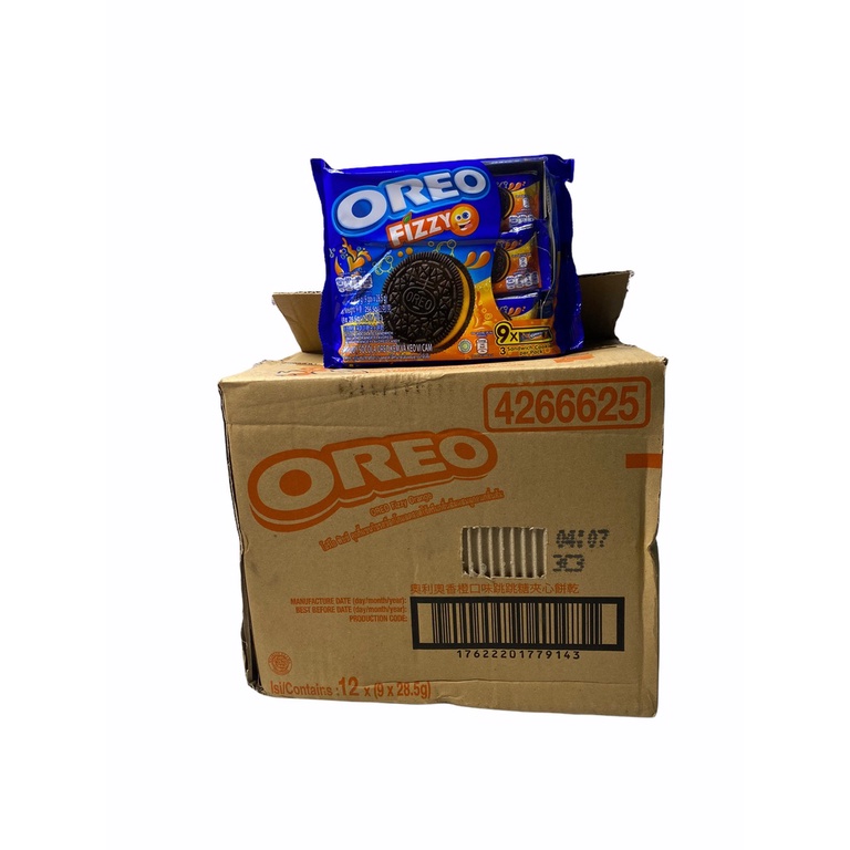 OREO Fizzy Orange,โอริโอ้ คุกกี้ซ็อกโกแลตสอดไส้ครีมกลิ่นส้ม 256.5g 1ลัง ...