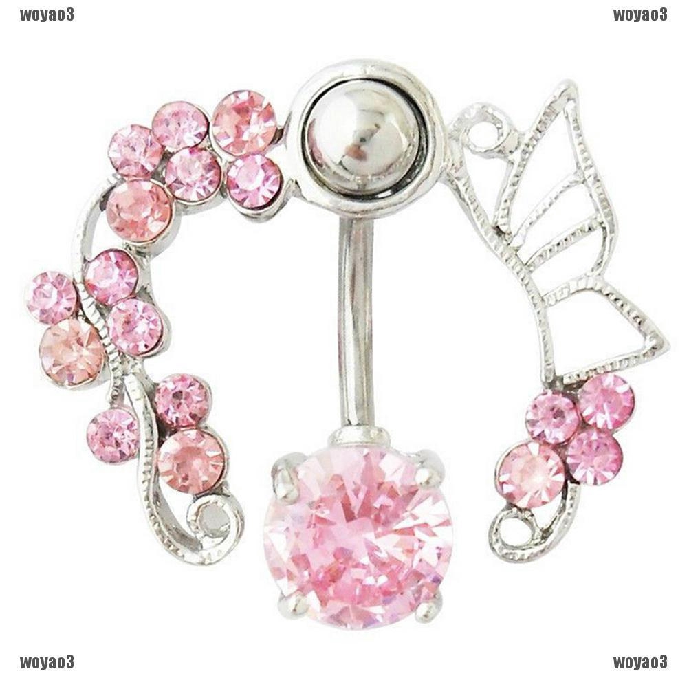 Mouse over image to zoom Pink-butterfly-belly-ring-top-down-จิวสะดือ ...