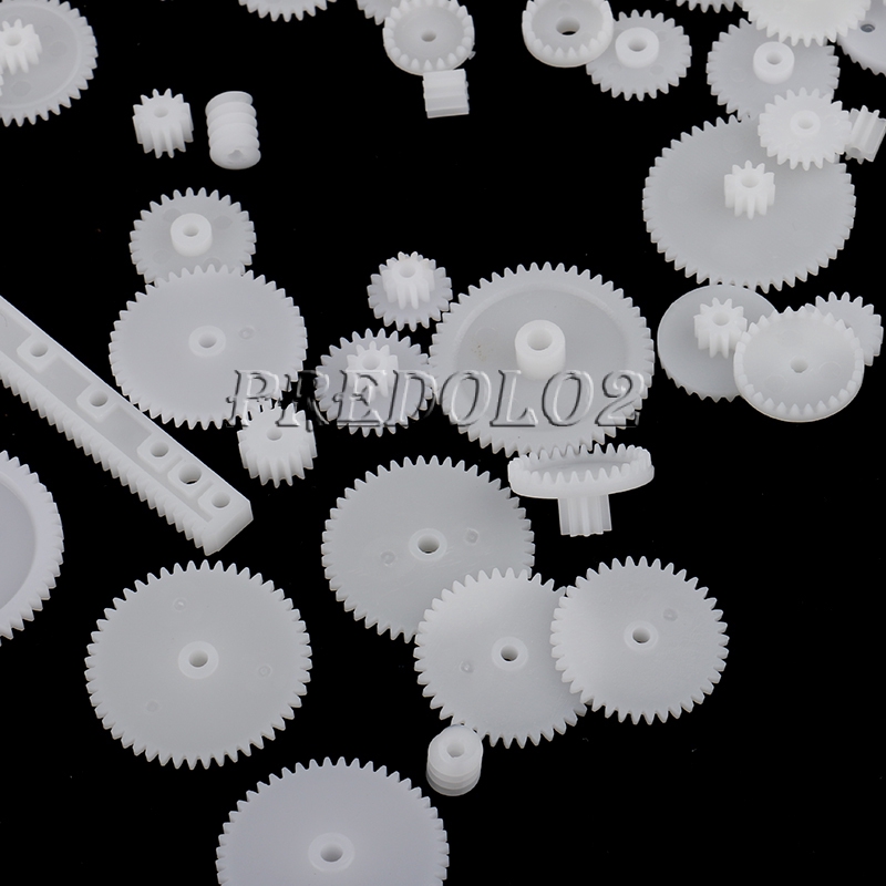 71pcs Motor Gear Rack Pulley Belt Rubber Wheel Gears Kits for DIY RC ...