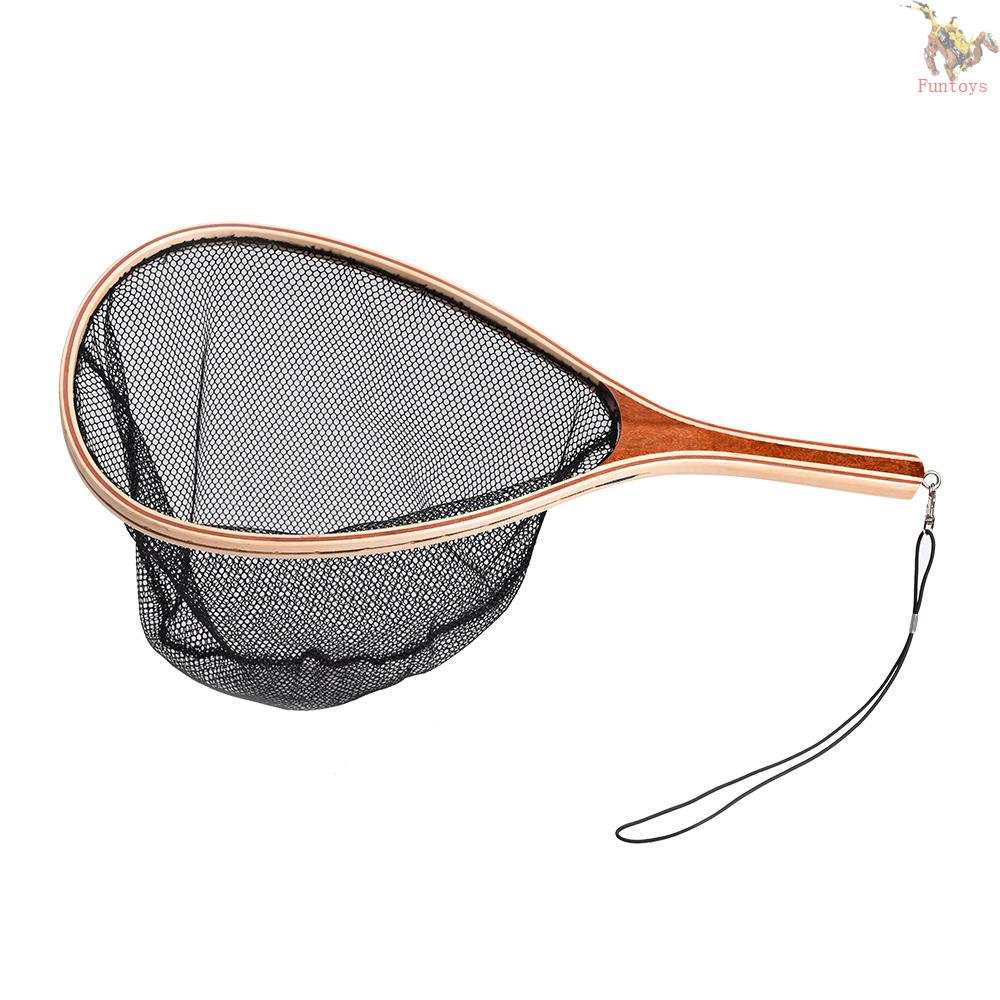 FUN.T Portable Lightweight Fly Fishing Landing Net Wooden Handle Frame ...