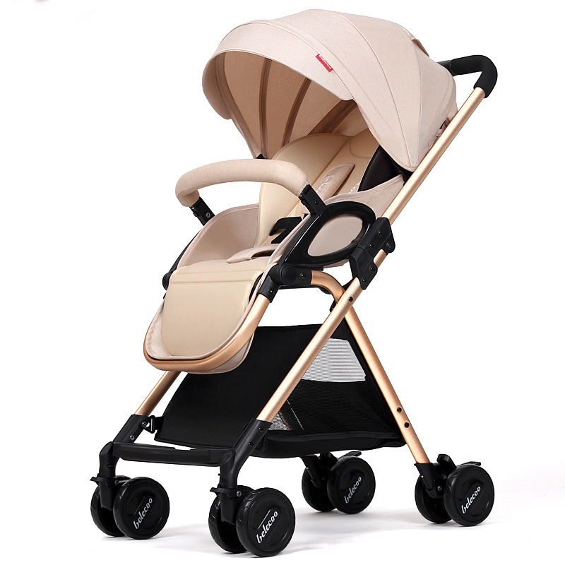 รถเข็นเด็กLightweight Baby Stroller Golden Color Baby Pram Pushchair ...