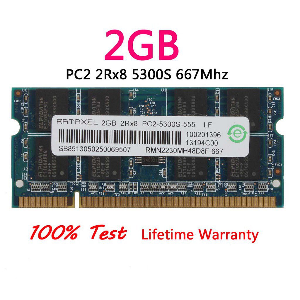 Ramaxel 2GB 2RX8 PC2-5300S DDR2 667Mhz RAM 200Pin SODIMM Laptop Memory ...