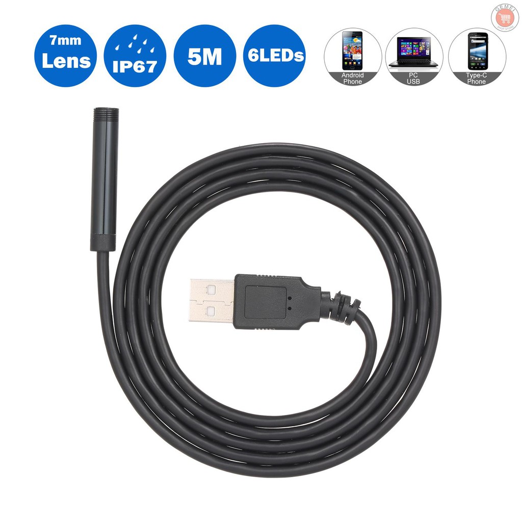 7MM Endoscope Camera 6 LED Lens Mini Camcorders IP67 Waterproof ...