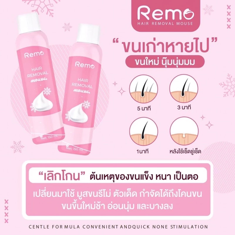 มูส สเปรย์กำจัดขนRemo 5 นาทีสูตรเย็นไม่ละคายเคือง บำรุงผิว ถอนรากถอนโคน ...