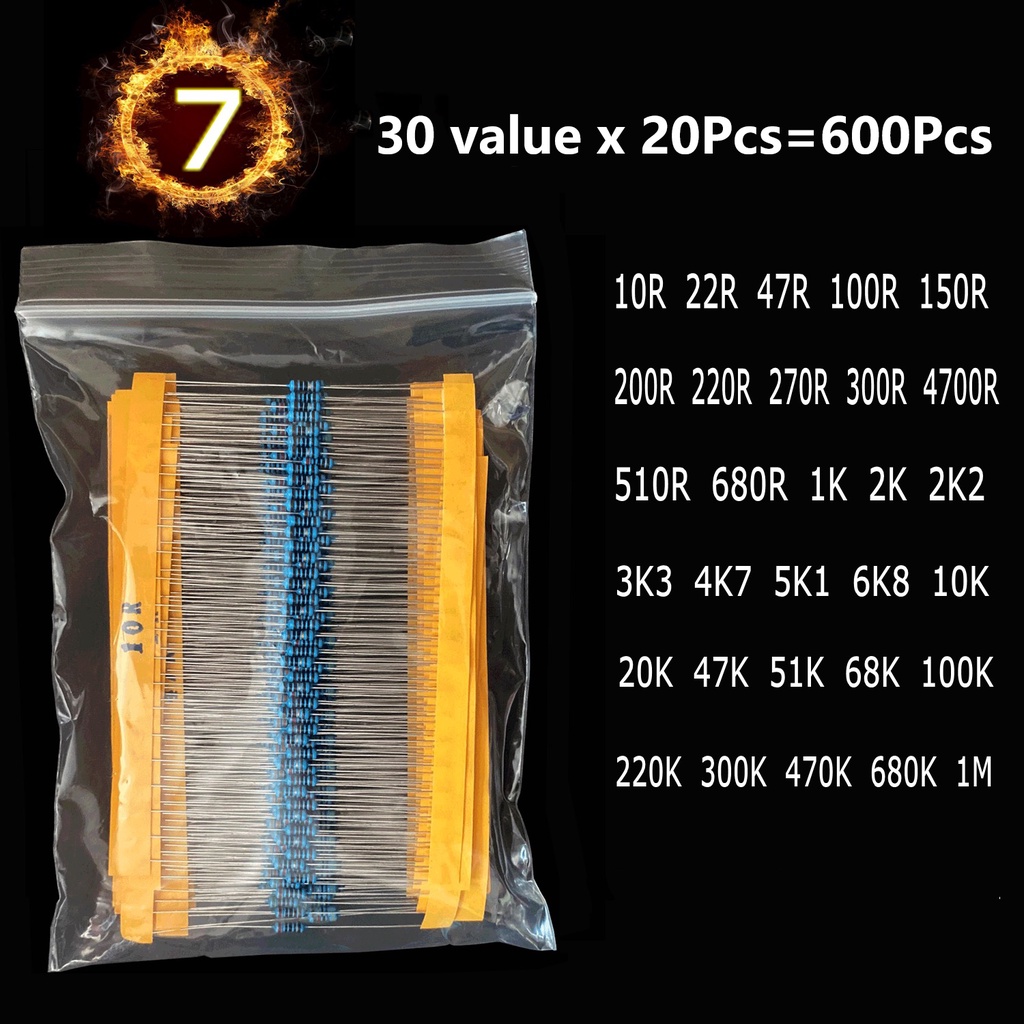 Metal Film Resistor Assortment Kit Led Diodes Electrolytic Capacitor ...