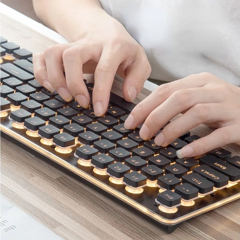 LT 104 Key Mute Mechanical Gaming Keyboard and Mouse Set Game Office ...