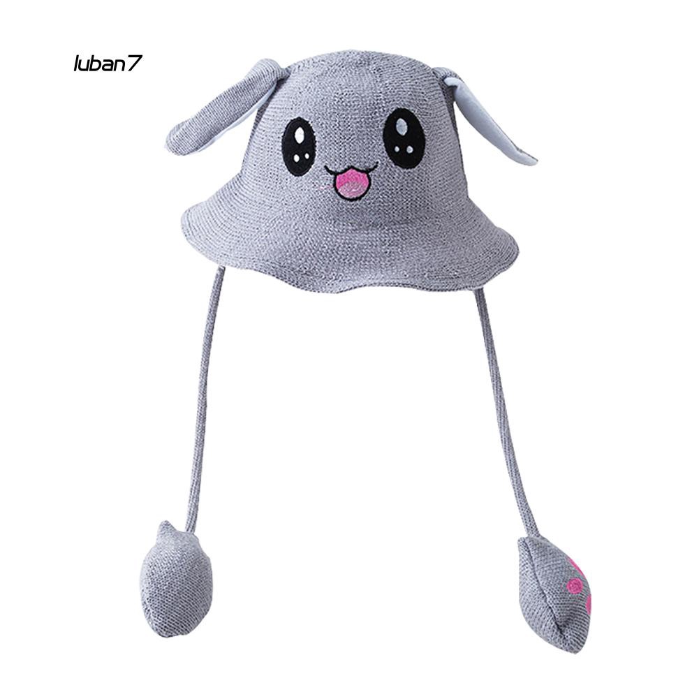 Luban♥Cute Unisex Rabbit Ear Plush Knitted Airbag Pop-up Summer Beanie ...