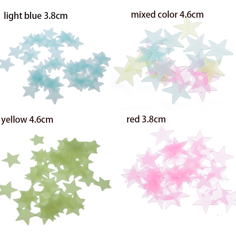 3cm Diameter 3D Stars Luminous Fluorescent Plastic Wall Sticker ...