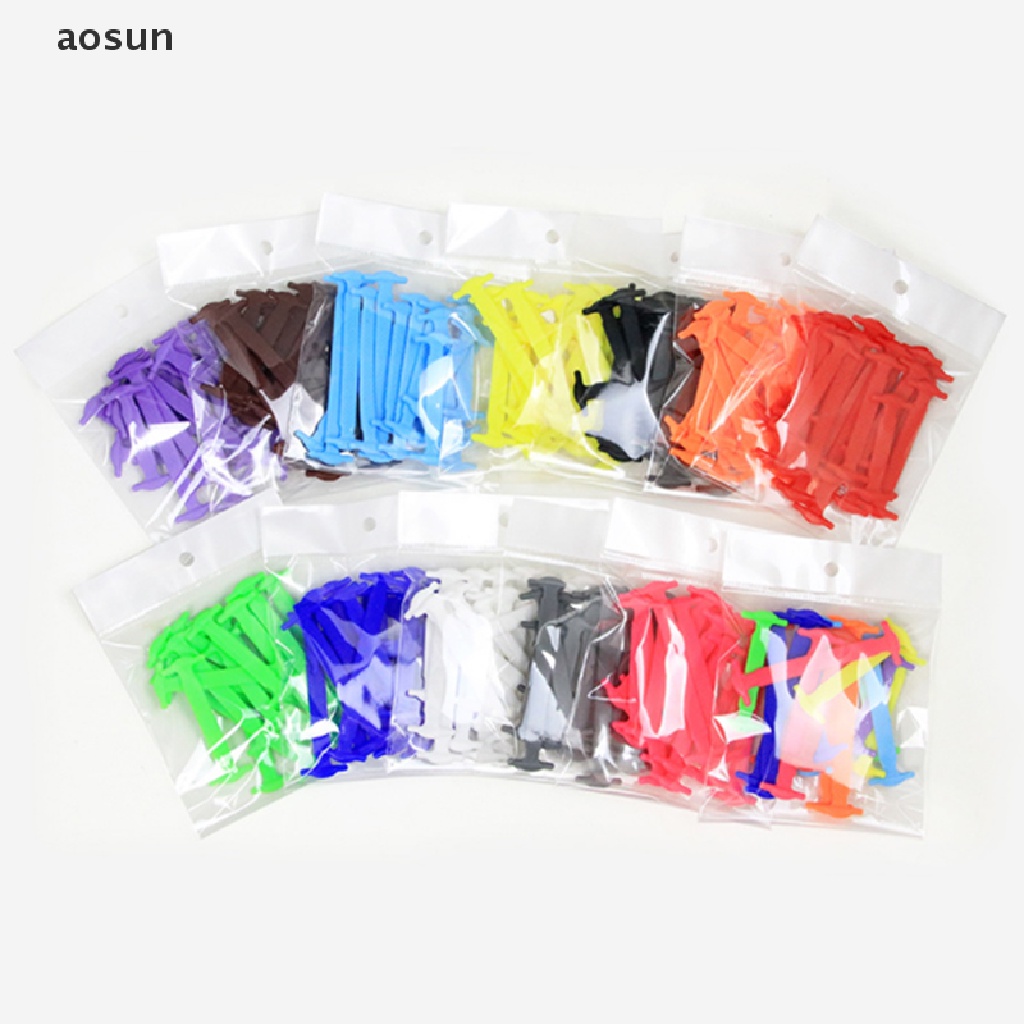 aosunเชือกผูกรองเท้า ซิลิโคน ยืดหยุ่น สร้างสรรค์ ขี้เกียจ ไม่ผูกเชือก ...