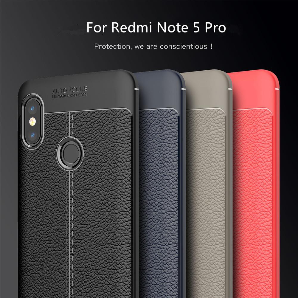 For Xiaomi Redmi Note 5 Pro Phone Case, Shockproof Silicone PU Leather ...