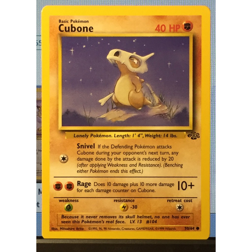 Pokemon TCG Cubone 50/64 Common Pokemon(Jungle Set)1999 | Shopee Thailand