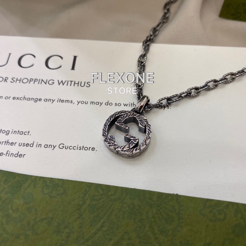 สร้อยคอ Gucci interlocking G เงินแท้รมดำ | Shopee Thailand