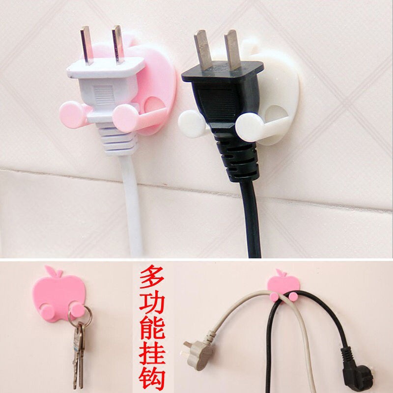 2021♕ ۞Creative Socket Hook Wire Plug Organizer Storage Rack Sticker ...