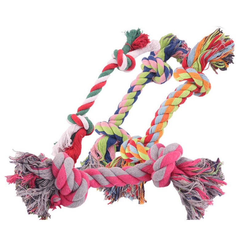 Random Color Pet Dog Toy Bite Rope Double Knot Cotton Rope Funny Cat ...