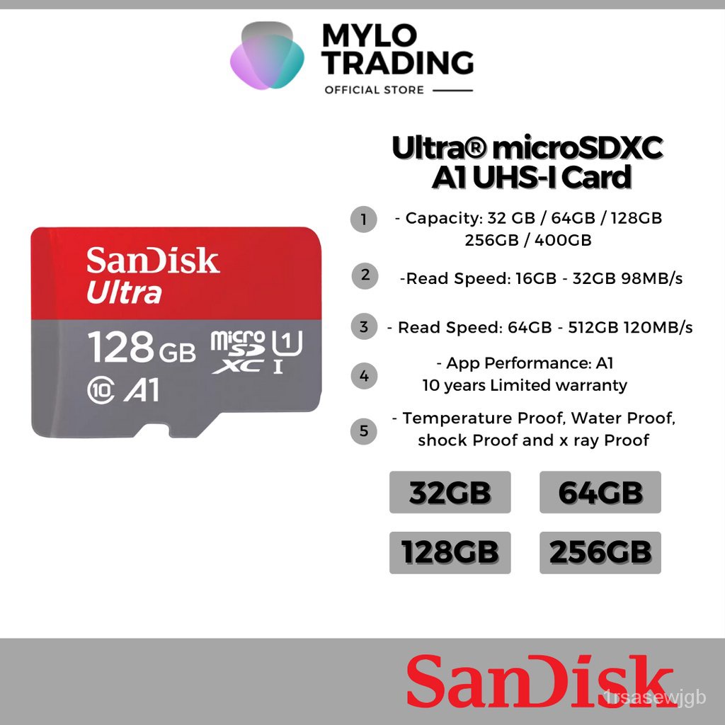2021SanDisk Memory Card Ultra A1 MicroSD Memory Card 98-120MBs - 16GB ...