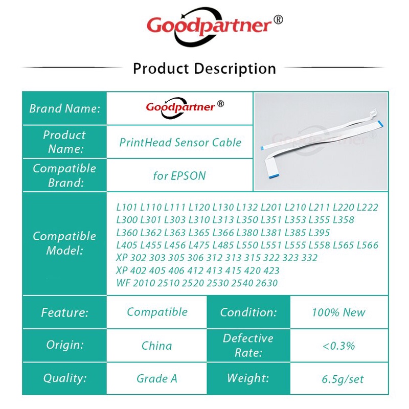 10X PrintHead Sensor Cable for EPSON L110 L130 L132 L210 L220 L222 L300 ...