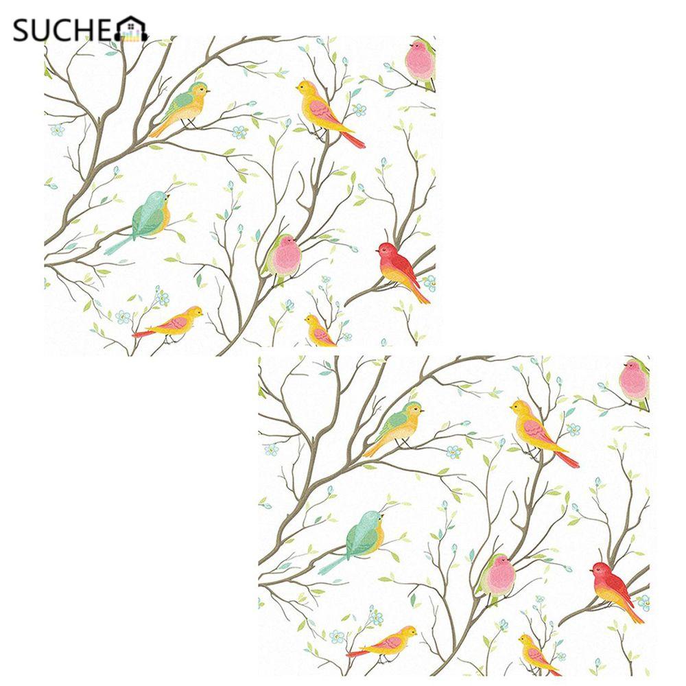 SUCHEN 2PCS Home Decoration 3D Window Stickers Bird Stain Glass Privacy ...