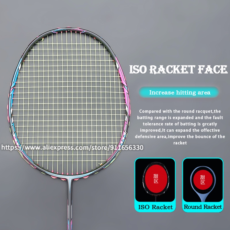 ไม้แบดมินตันHigh Tnsion 30LBS G4 100 Full Carbon Fiber Badminton ...