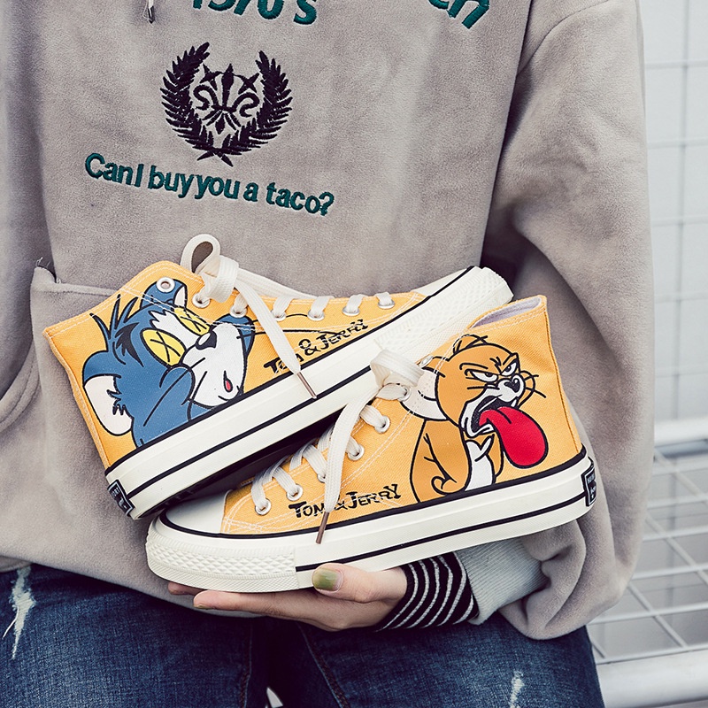 รองเท้าผ้าใบลายการ์ตูน Tom Jerry รองเท้าผู้ชาย รองเท้าผู้หญิง รองเท้า ...