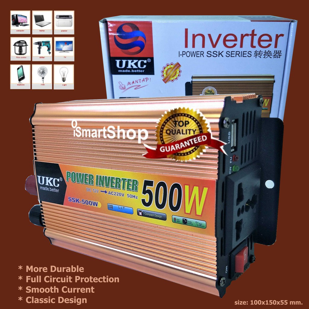 เครื่องแปลงไฟ 12VDC เป็น 220 VAC Car inverter(500w) | Shopee Thailand