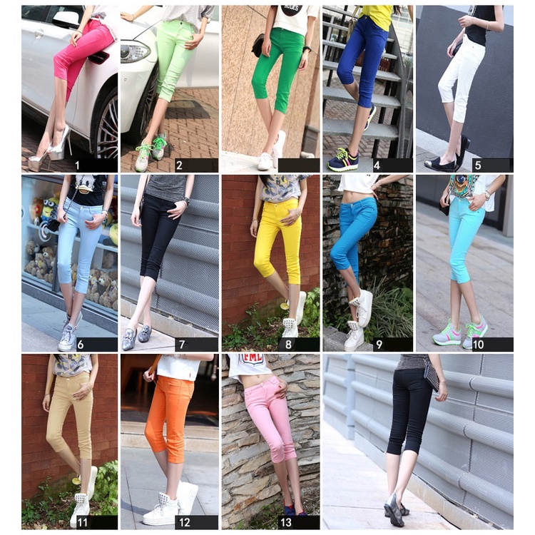 Women39s Capris Summer Pants For Women Candy Pantalon Femme High Waist ...