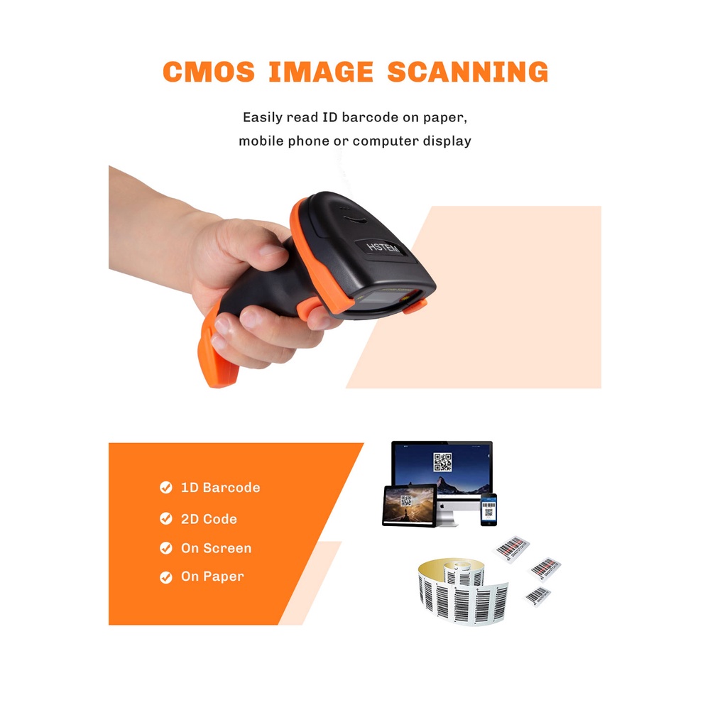 รหัสสองมิติสแกนเนอร์HSTEM 2D Wireless QR Barcode Scanner With USB ...