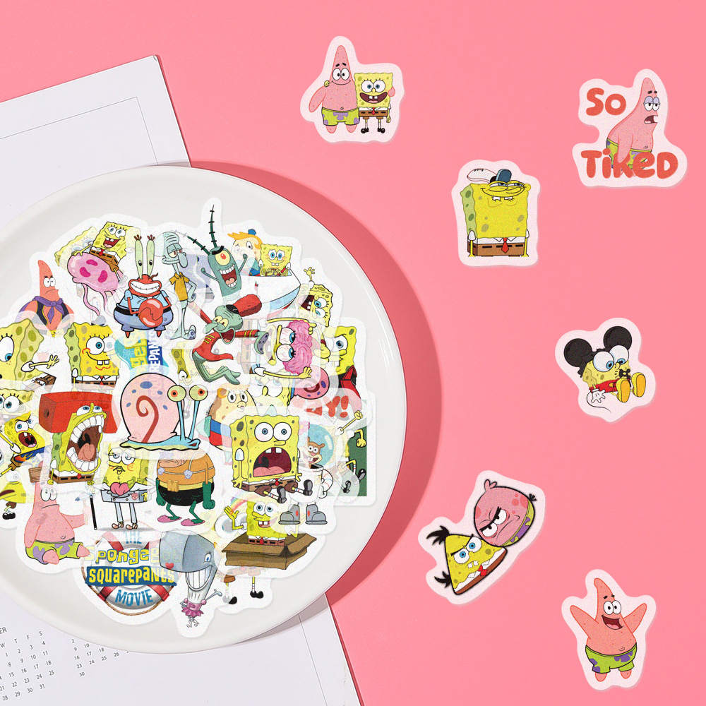 40 unique animation cartoon SpongeBob hand account stickers and paper ...