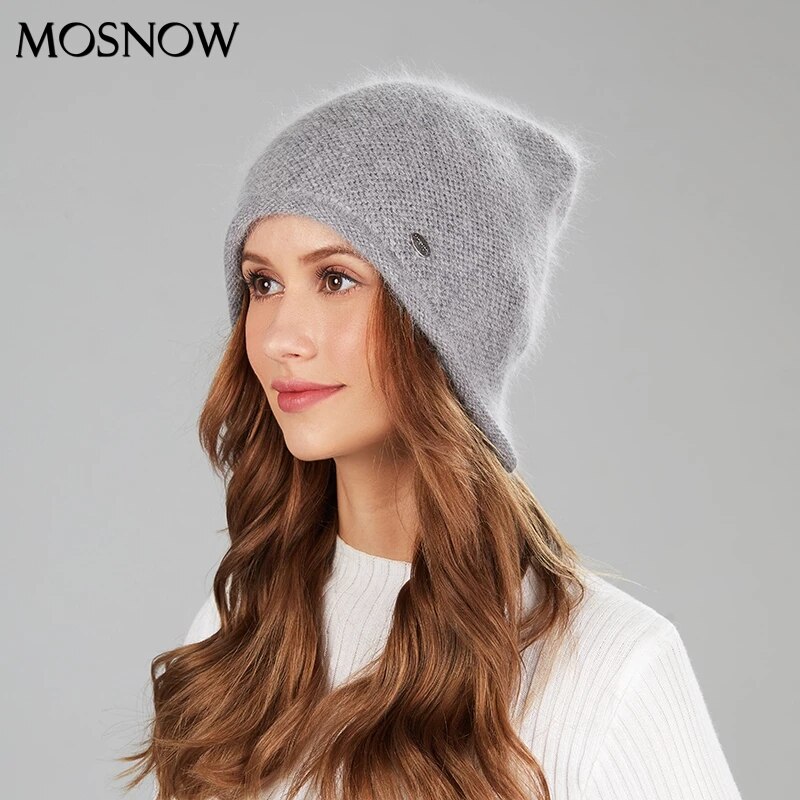 Woman Beanies New Rabbit Fur Hat Cap Female Winter Knitted Hat Vogue ...