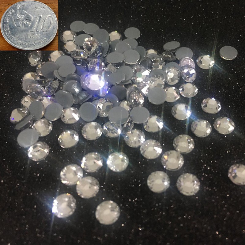 White White AB Color Hotfix Rhinestone Clear Crystal Batu Manik Tampal ...