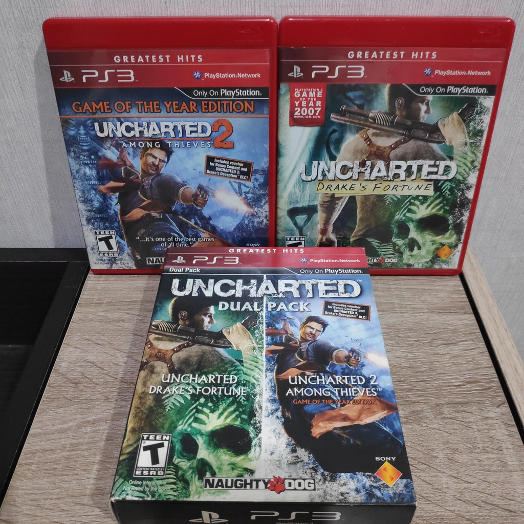 {ENGLISH} PS3 Uncharted 1 + 2 GOTY PS3 dual pack แผ่นเกม มือ 2 แผ่นสภาพ ...