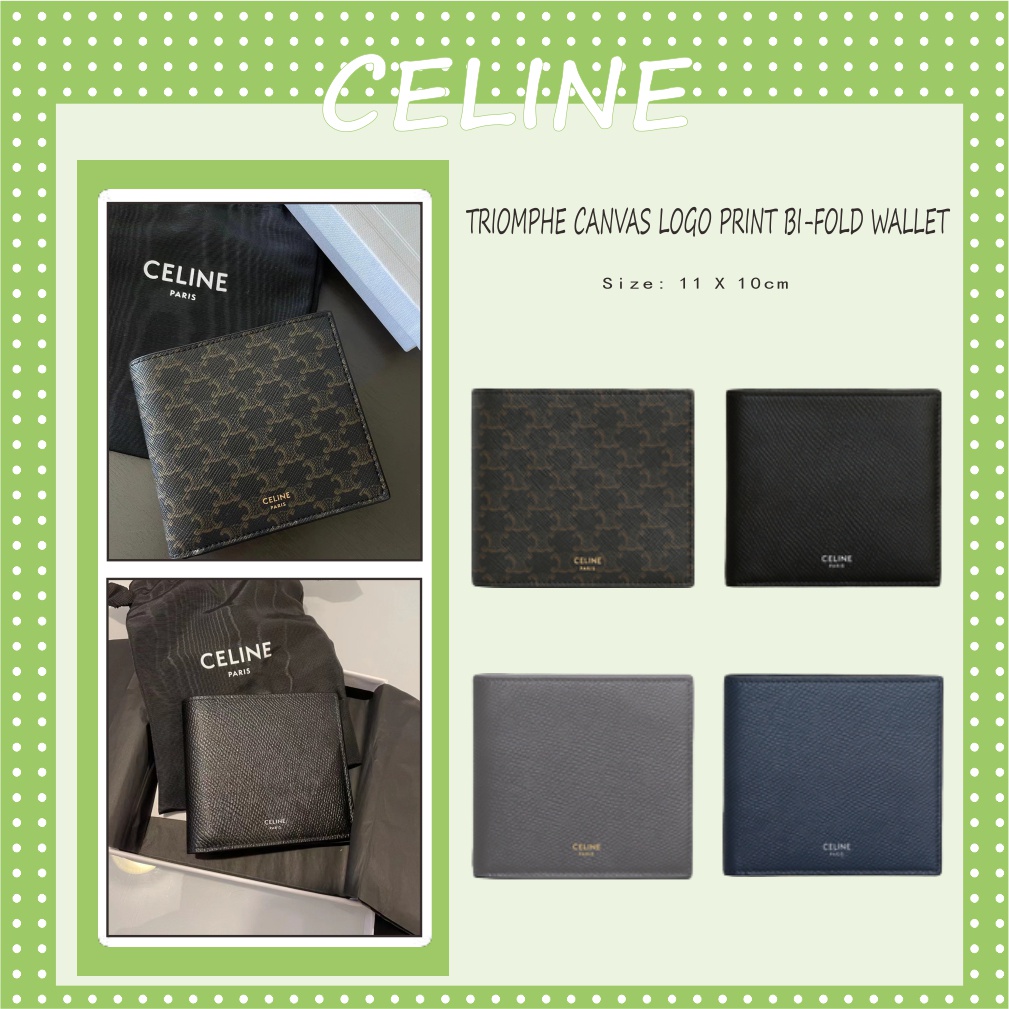 CELINE 100 Authentic Brand New TRIOMPHE CANVAS LOGO PRINT Bifold Wallet ...