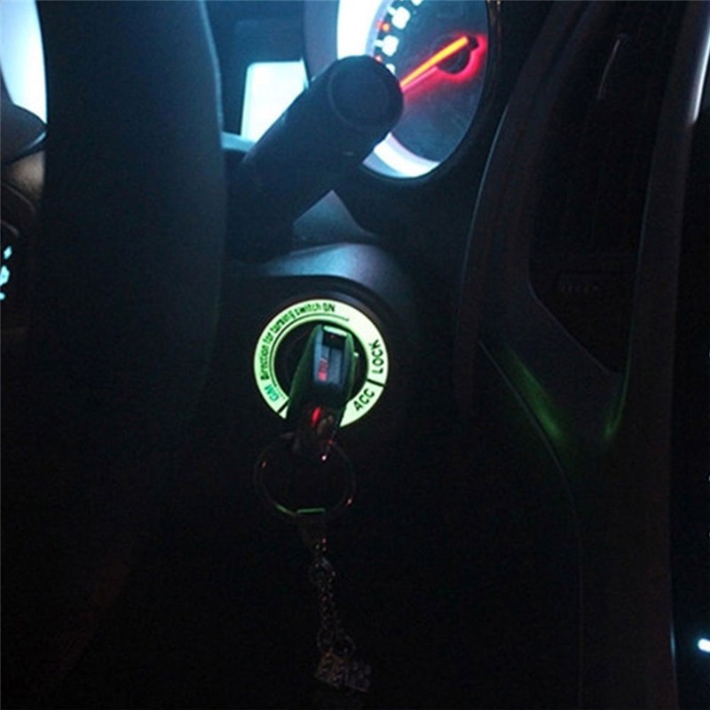 5 LED Luminous Car Ignition Key Hole Ring Coil Switch Decor Sticker ...