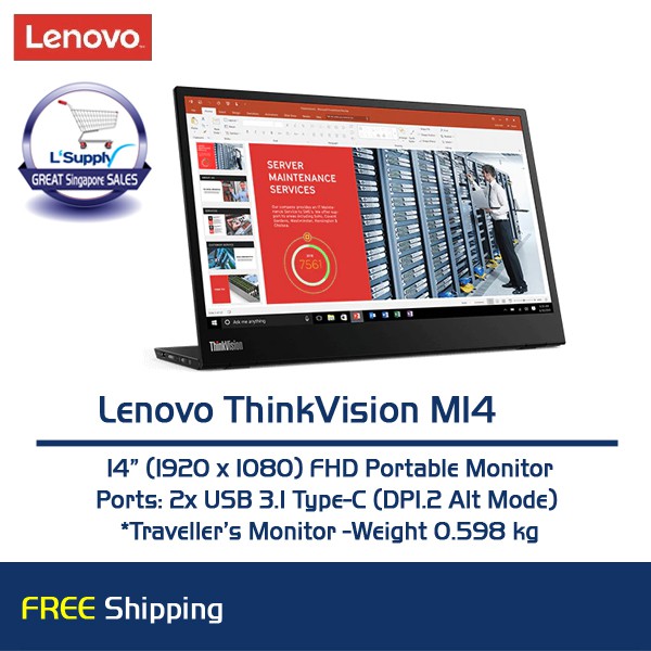 Lenovo ThinkVision M14 (14" Light Mobile FHD Monitor) | Shopee Thailand