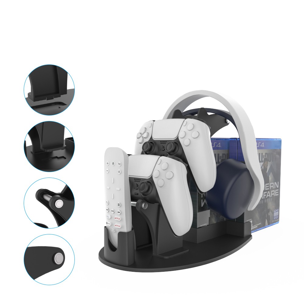 ขาตั้งคอนโทรลเลอร์สากลพร้อมที่แขวนหูฟังรีโมทคอนโทรลแผ่นเกมที่วางแร็คที่เก็บสำหรับ PS5 PS4 XBOX ...