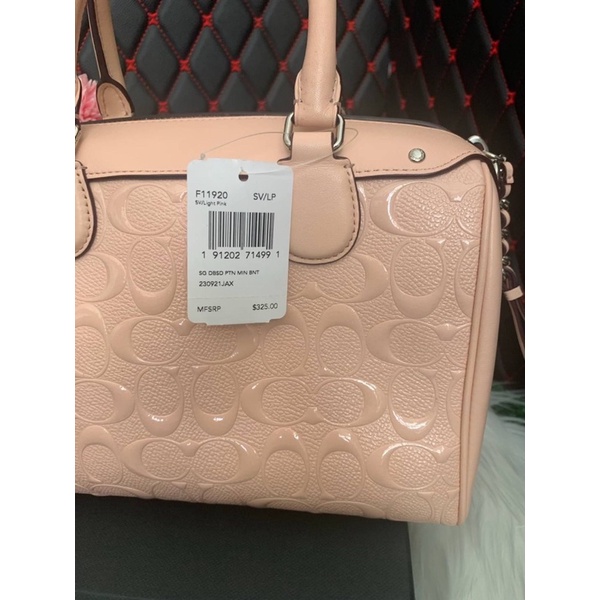 ผ่อน0%~แท้100%???? Coach F11920 กระเป๋าหมอน หนังแก้ว สีชมพูอ่อน Light ...