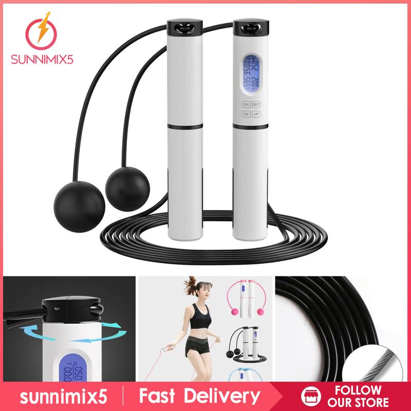 Digital Skipping Jump Rope Bearing Cordless Weighted Jumping Rope Pink ...