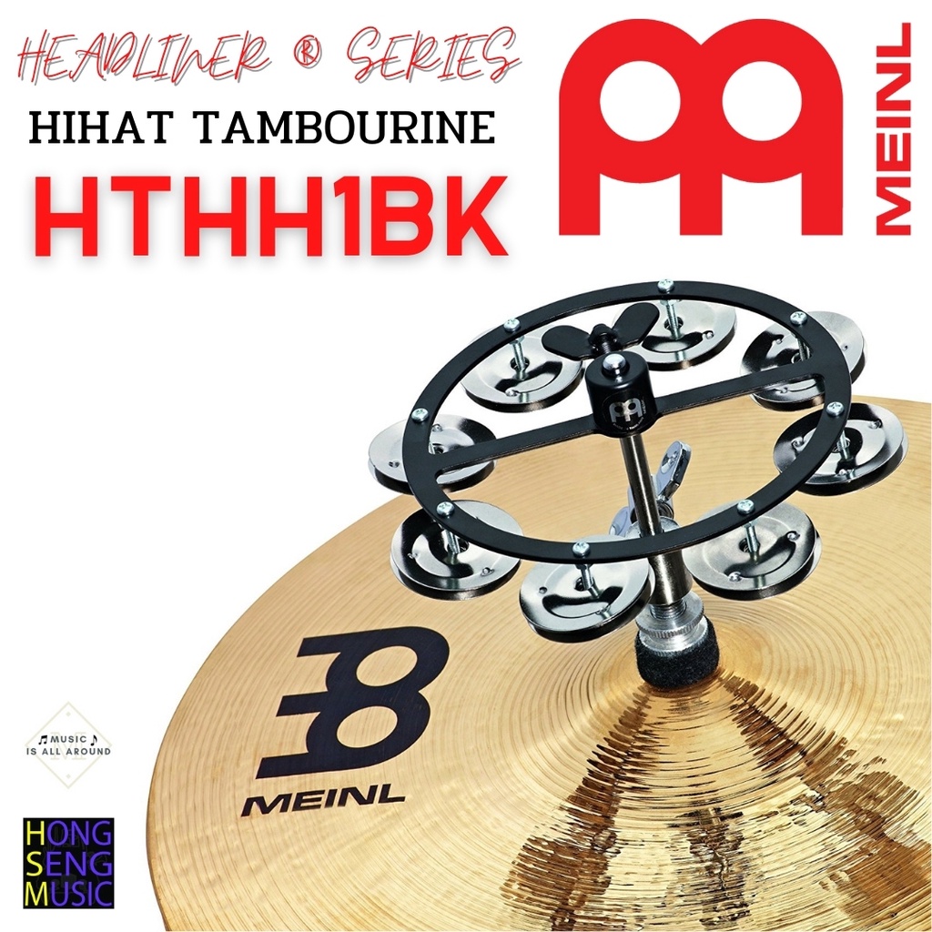 Hi-Hat Tambourine AA Meinl HTHH1BK Steel แบบ 1 แถว ขนาด 5 นิ้ว สาหรับ ...