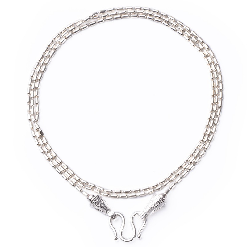 925Women's Sterling Silver Necklace1.5mmBarrel Beads Thai Amulet Chain ...