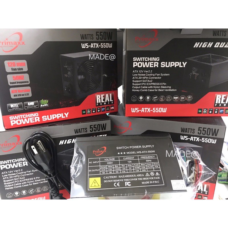 มือถือ อุปกรณ์ อุปกรณ์คอมพิวเตอร์ Power Supply Primaxx รุ่น WS-ATX-550W สีดำ (เพาเวอร์ซัพพลาย ...