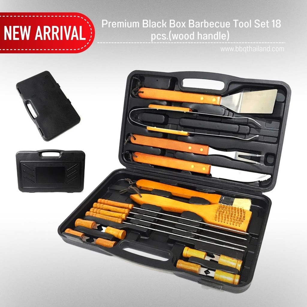 Premium Black Box Barbecue Tool Set 18 pcs.(wood handle) | Shopee Thailand