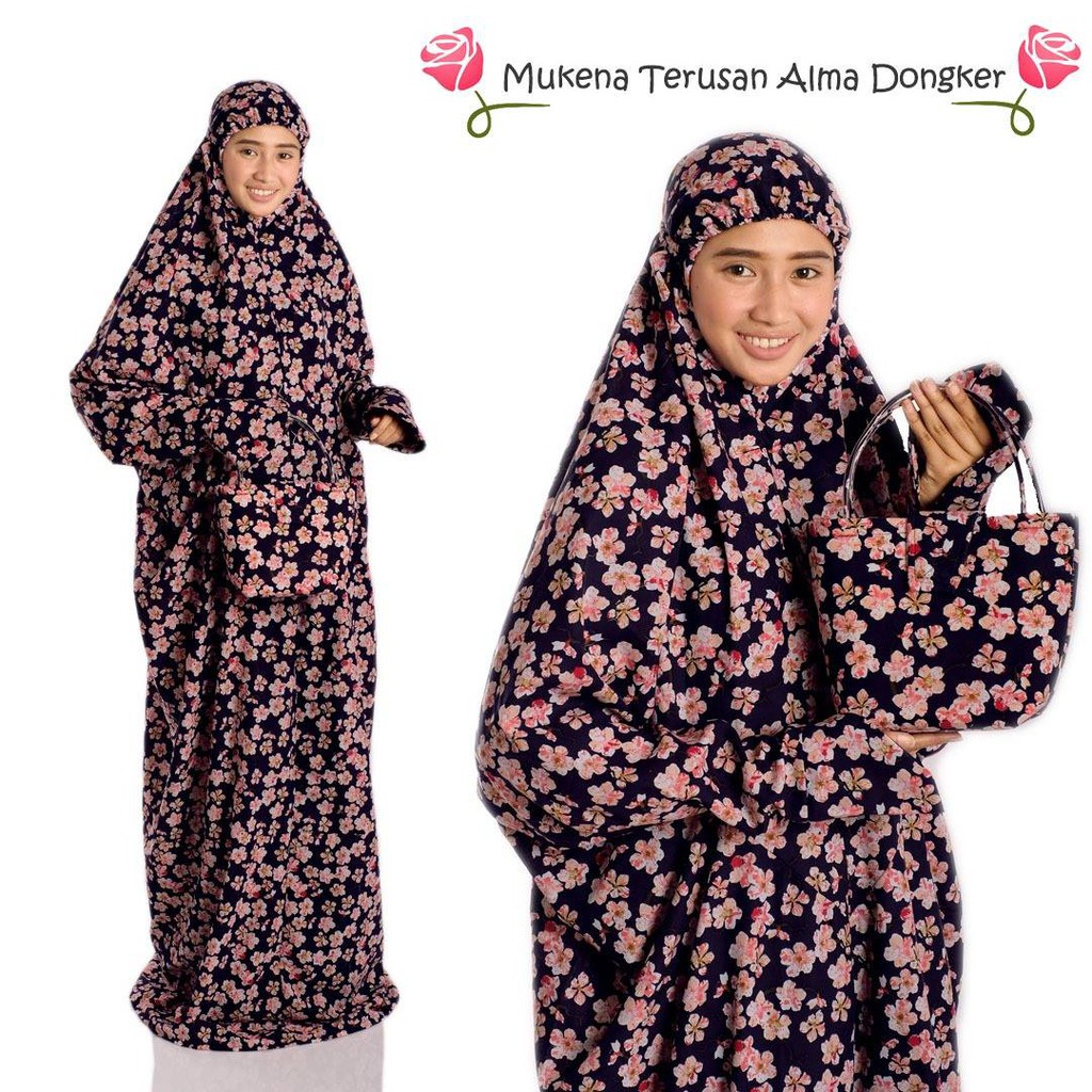 Mukena Rukoh Mukenah วัสดุจัมโบ้เรยอนสีขาวสําหรับผู้ใหญ่ - ลายจุด ...