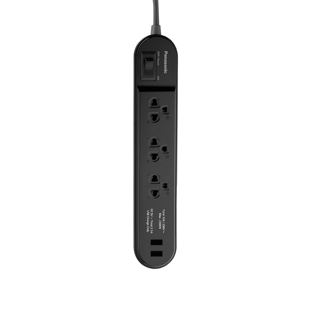 ปลั๊กไฟ Panasonic รุ่น POWER STRIP PANASONIC 3 SOCKETS 2USB 2M มี มอก. ...