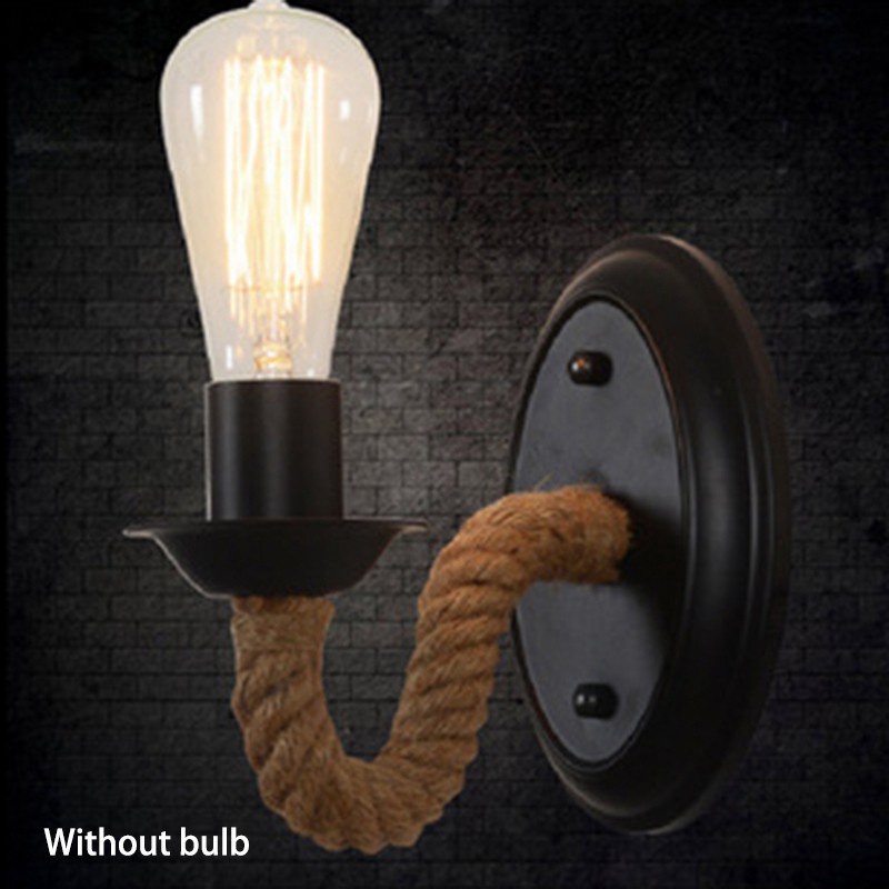 Rope Wall Lamp Retro Light Wall Sconce Beside Living Loft Lighting ...