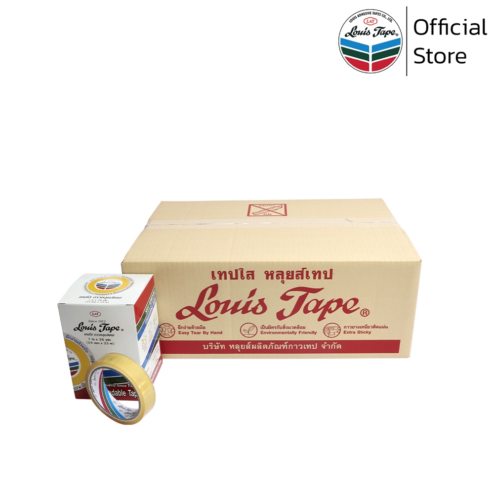 LOUIS TAPE เทปใส สก๊อตเทป 1 นิ้ว x 36หลา แกน 3 นิ้ว (แกนใหญ่) ( 72ม้วน ...
