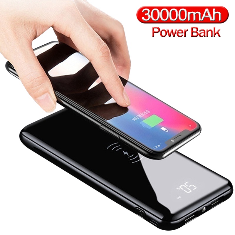 30000mAh Wireless Power Bank External Battery PoverBank 2USB LED ...