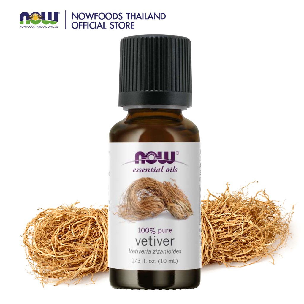 Now Vetiver Essential Oil 100 Pure 10 ml (น้ำมันหอมระเหย กลิ่นเวททิเวอร์ (หญ้าแฝกหอม) - nowfoods ...