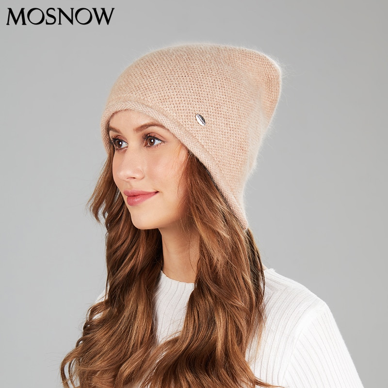 Woman Beanies New Rabbit Fur Hat Cap Female Winter Knitted Hat Vogue ...