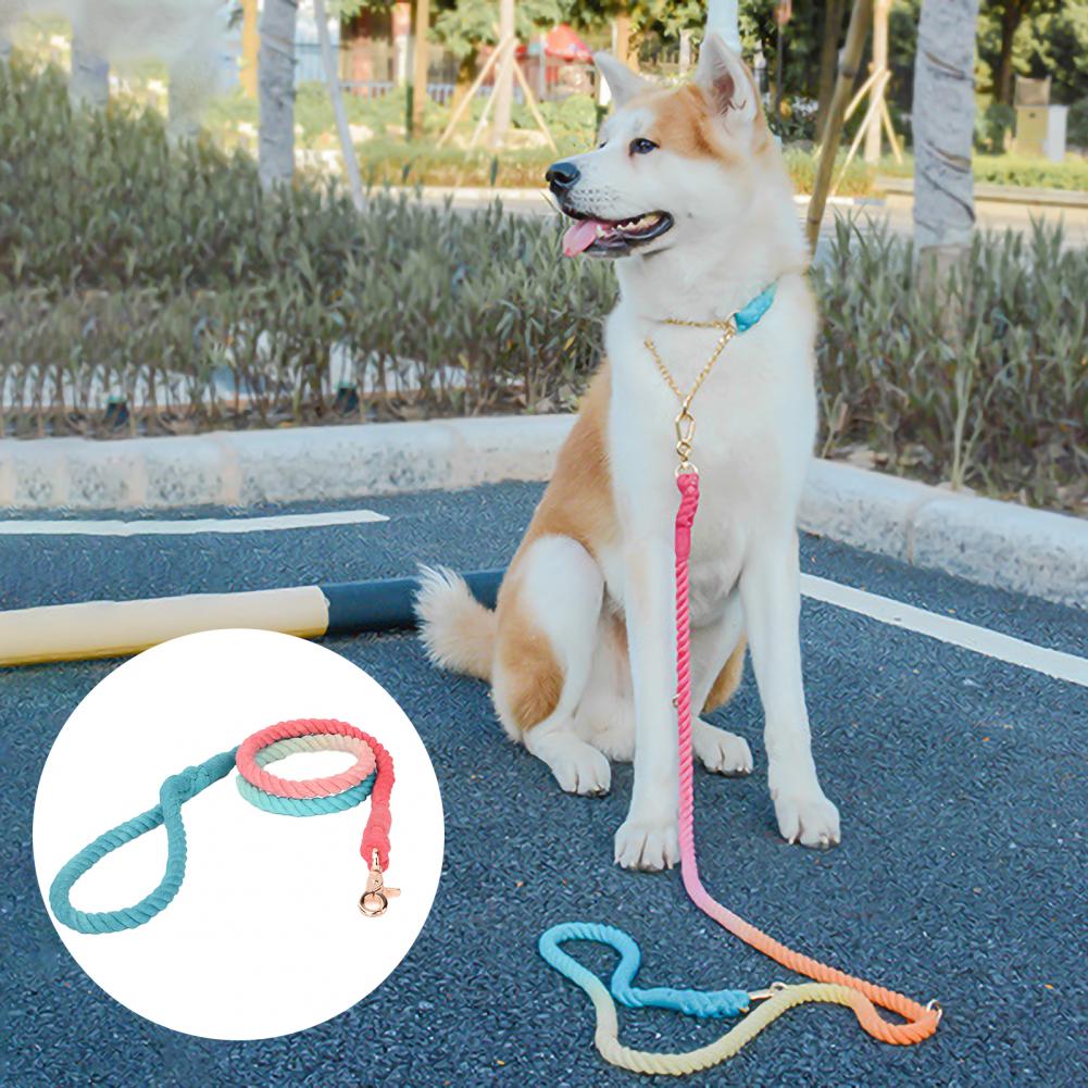 Gradient Rainbow Color Wear-resistant Braid Cotton Rope Dog Walking ...